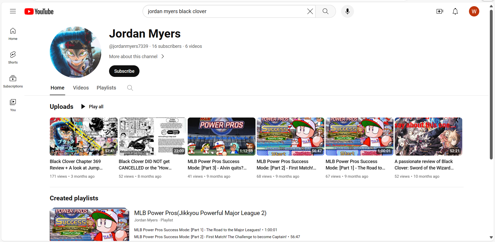 Youtube Channel – home